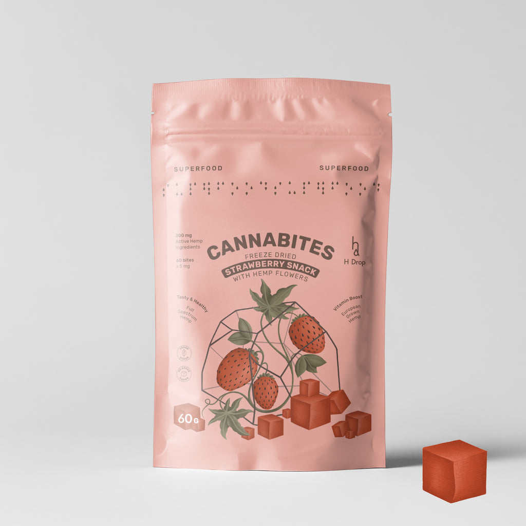 Bites of Calm - Freeze Dried Strawberry Snack with Hemp Flowers (60pc ...